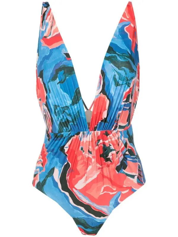 CLUBE BOSSA Clavert Plunging Swimsuit - Blue