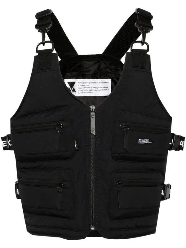 MAKAVELIC Logo Patch Zip-up Vest - Black
