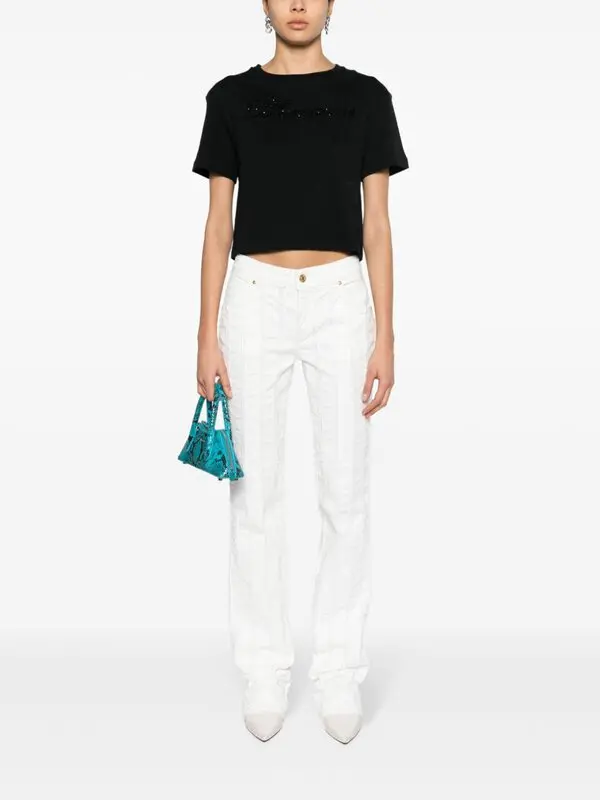 Blumarine Slim-leg Trousers With Raw-cut Detailing