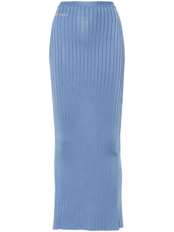 Marni Jacquard-logo Ribbed Maxi Skirt - Blue