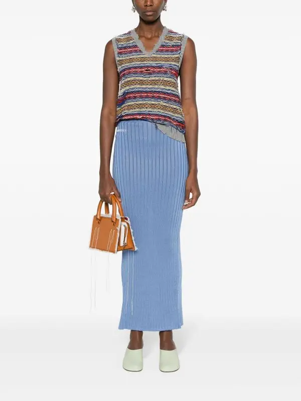 Marni Jacquard-logo Ribbed Maxi Skirt - Blue