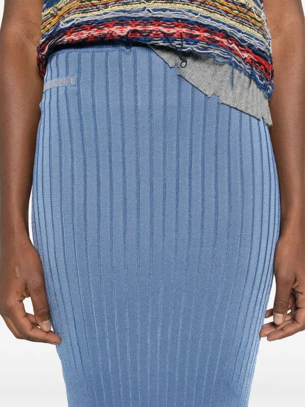 Marni Jacquard-logo Ribbed Maxi Skirt - Blue
