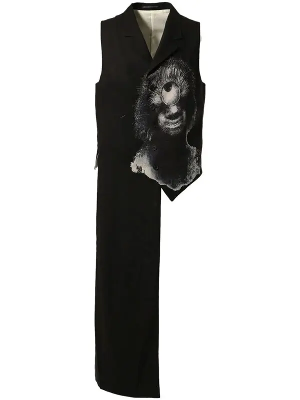 Yohji Yamamoto Artistic-print Asymmetric Waistcoat