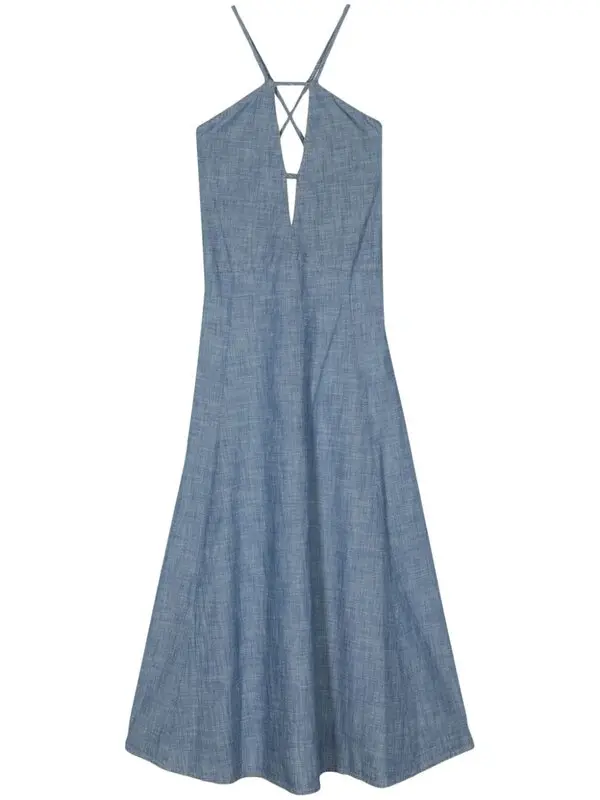 SEMICOUTURE Cut-out Chambray Maxi Dress