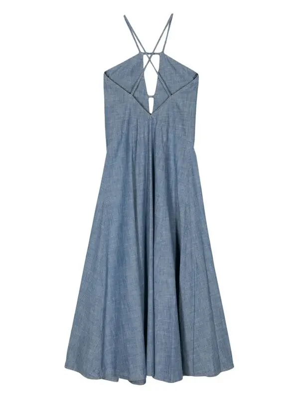 SEMICOUTURE Cut-out Chambray Maxi Dress