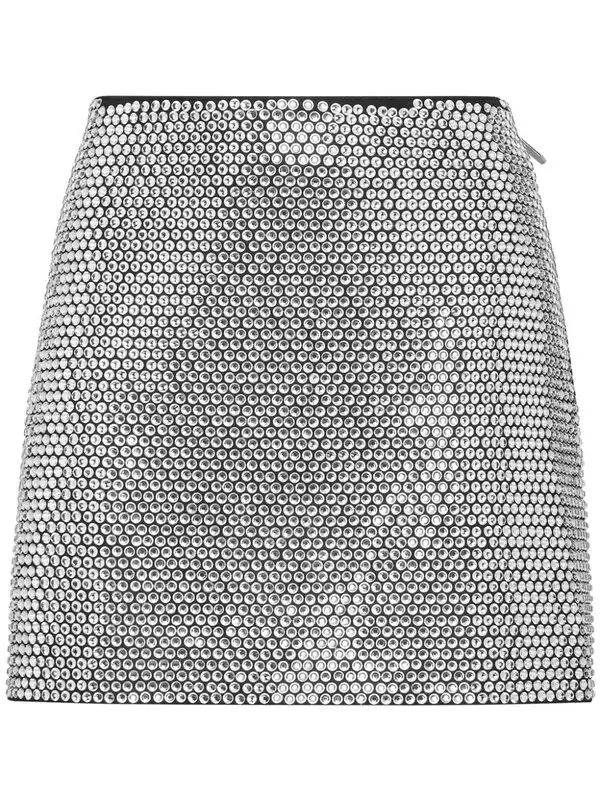 Philipp Plein Embellished Leather Mini Skirt
