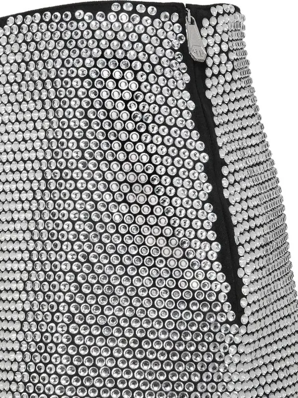 Philipp Plein Embellished Leather Mini Skirt