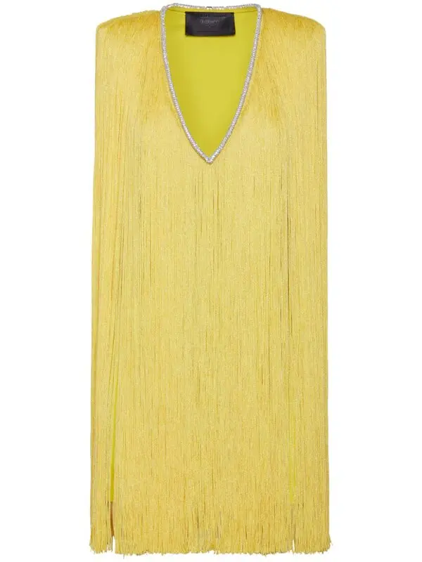 Philipp Plein Fringe Mini Dress - Yellow