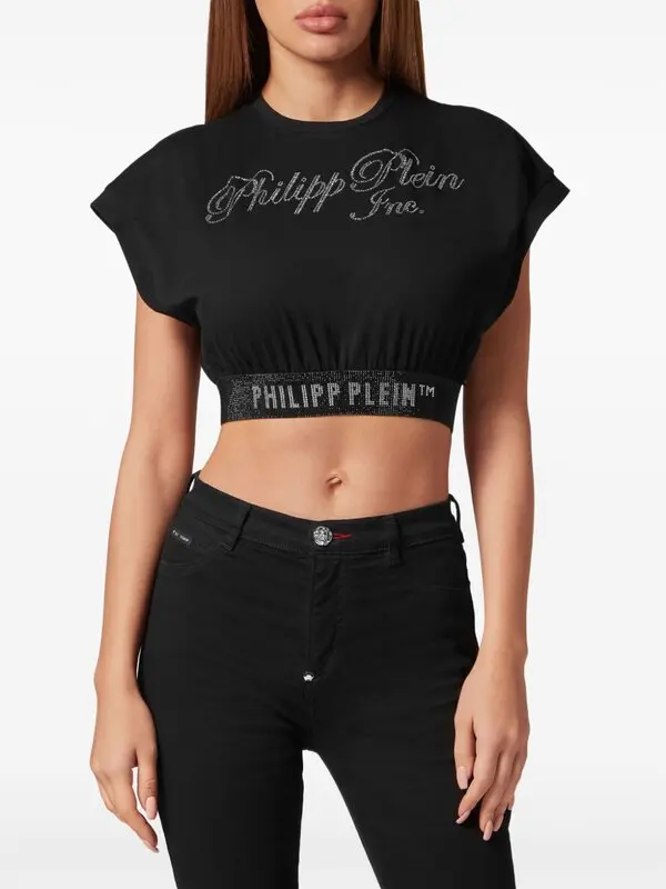 Philipp Plein Crystal Embellished Cropped T-shirt