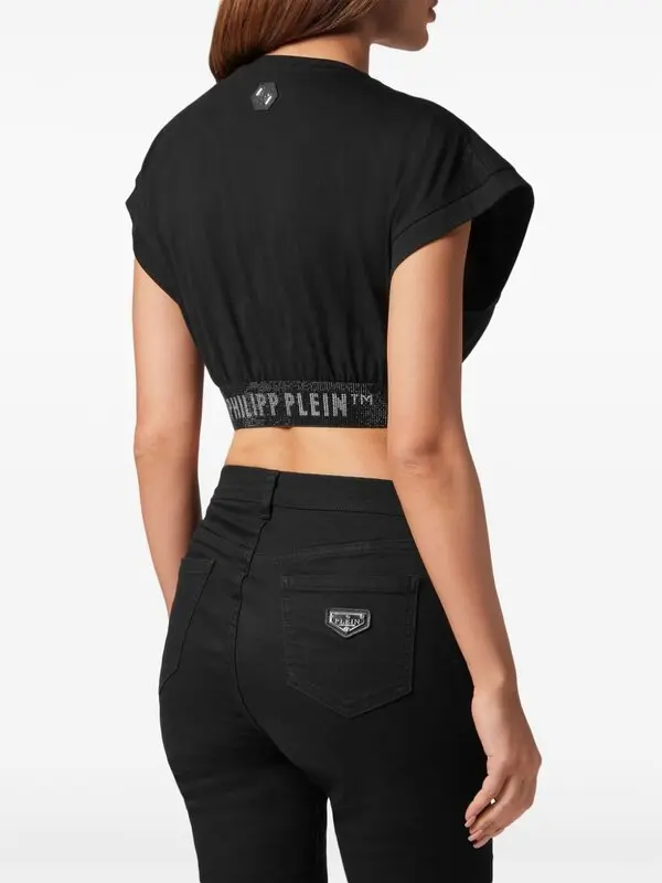 Philipp Plein Crystal Embellished Cropped T-shirt