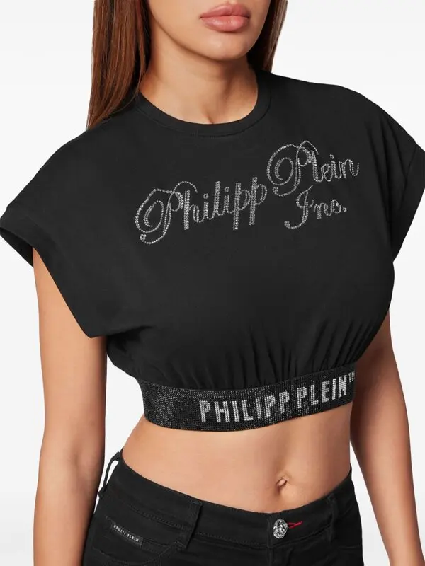 Philipp Plein Crystal Embellished Cropped T-shirt