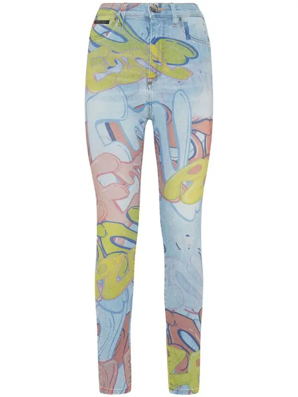 Philipp Plein Graffiti Print Skinny Jeans