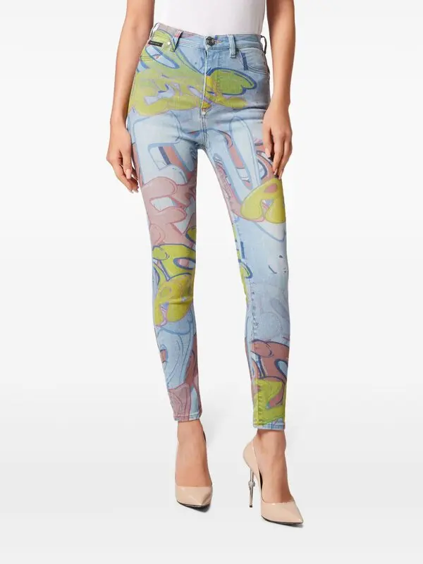 Philipp Plein Graffiti Print Skinny Jeans