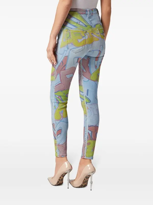 Philipp Plein Graffiti Print Skinny Jeans