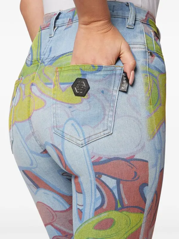 Philipp Plein Graffiti Print Skinny Jeans