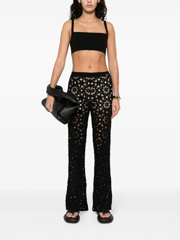 TWINSET Floral Crochet Trousers - Black