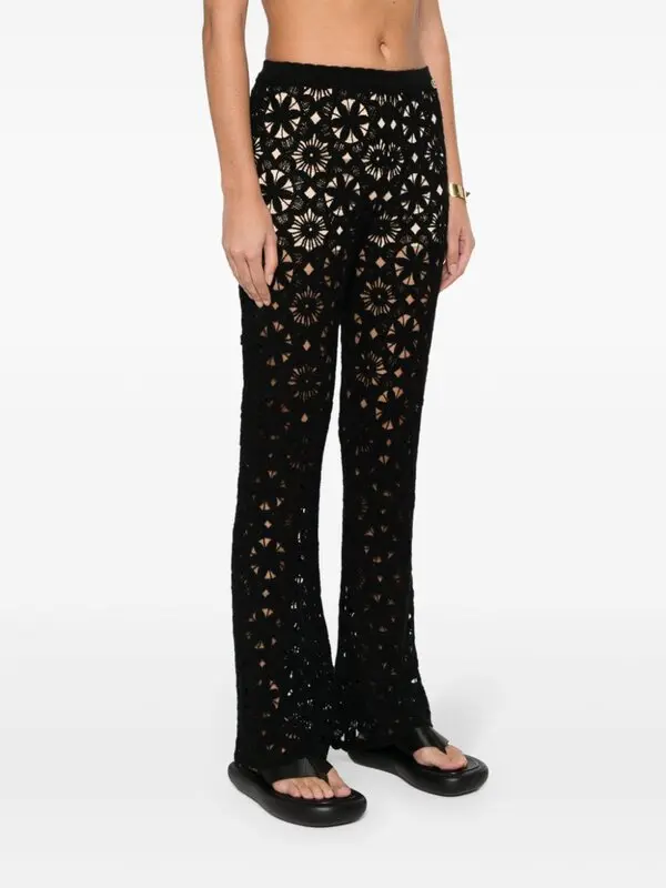TWINSET Floral Crochet Trousers - Black
