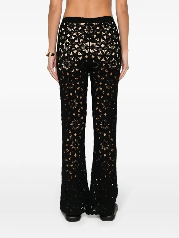 TWINSET Floral Crochet Trousers - Black