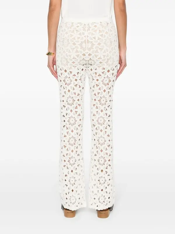 TWINSET Floral-crochet Flared Trousers - Neutrals