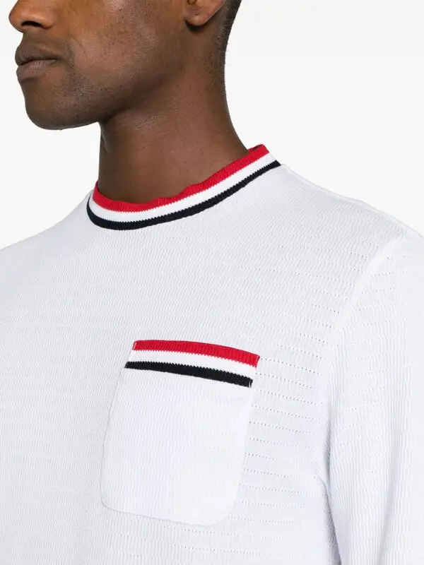 Thom Browne Pointelle-knit Cotton T-shirt - White