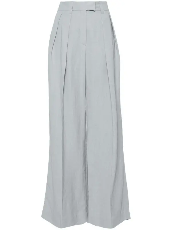 Brunello Cucinelli Powder Pleated Wide Leg Palazzo Pants