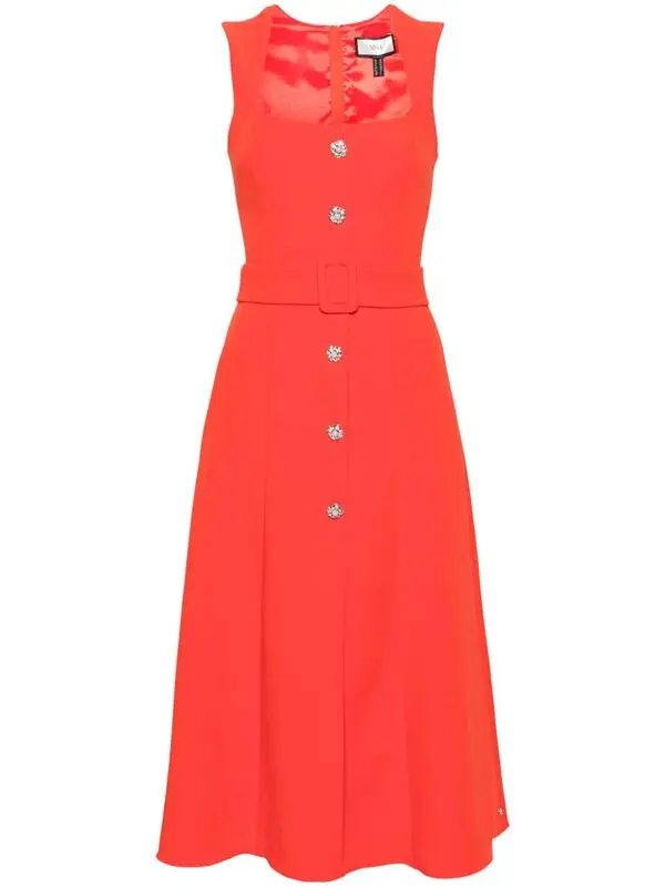 NISSA Belted A-line Midi Dress