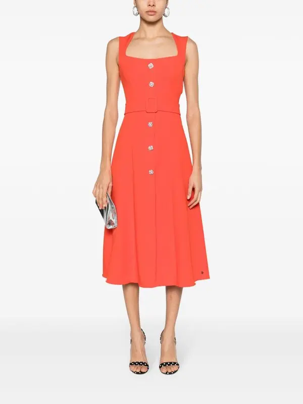 NISSA Belted A-line Midi Dress
