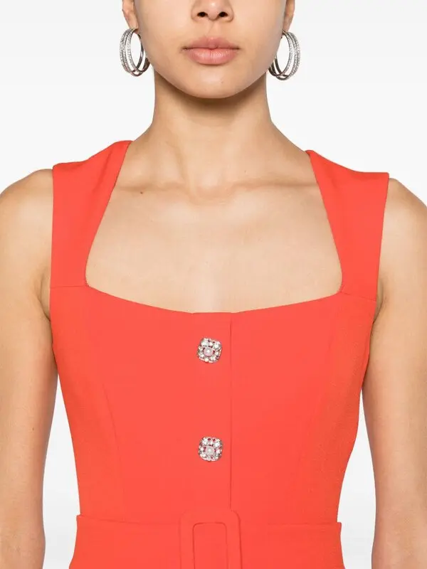 NISSA Belted A-line Midi Dress