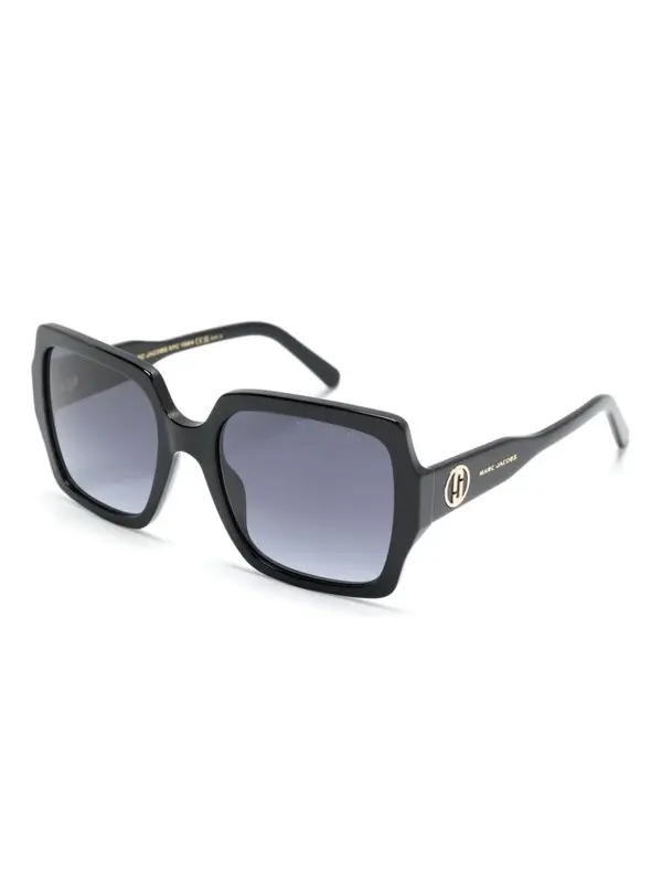 Marc Jacobs J Marc-logo Oversize-frame Sunglasses - Black