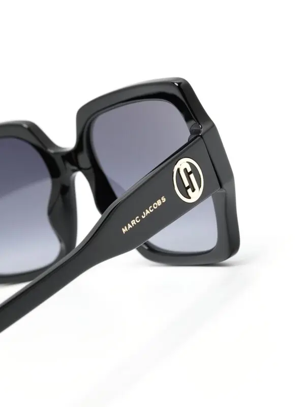 Marc Jacobs J Marc-logo Oversize-frame Sunglasses - Black