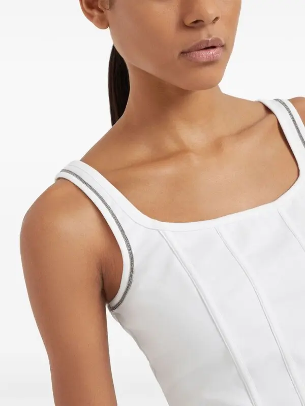 Brunello Cucinelli Monili Embellished Boned Tank Top