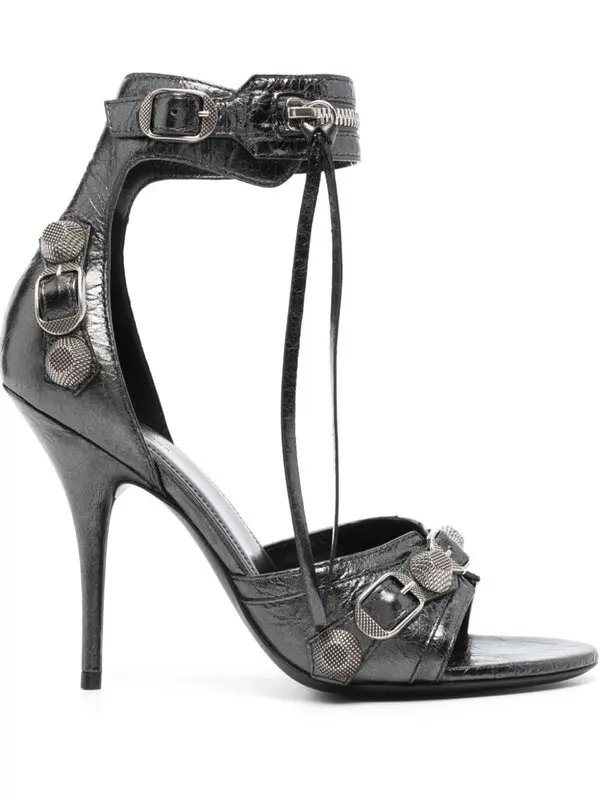 Balenciaga Cagole 110mm Leather Sandals - Grey