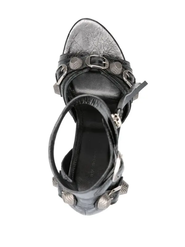 Balenciaga Cagole 110mm Leather Sandals - Grey