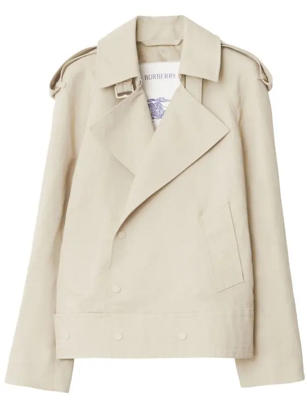 Burberry Off-centre Canvas Trench Jacket - Neutrals