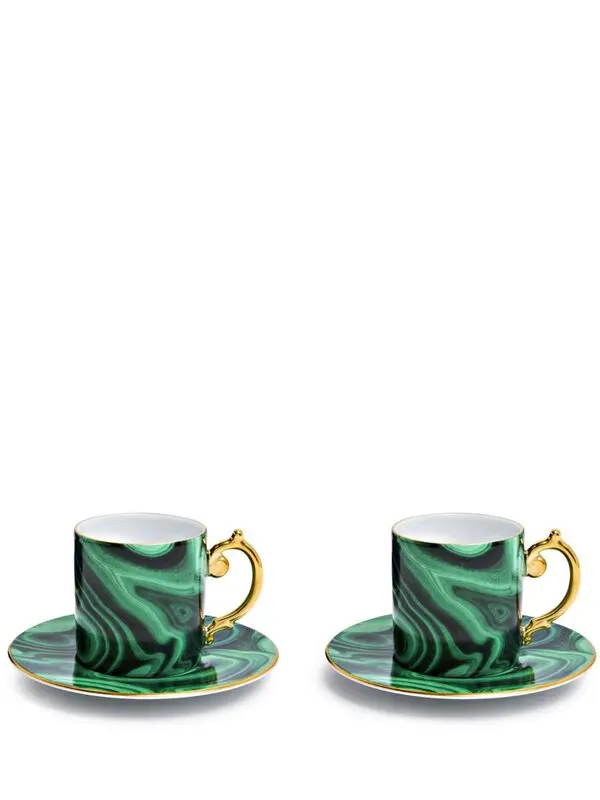 L'Objet Malachite Espresso Cup And Saucer - Green