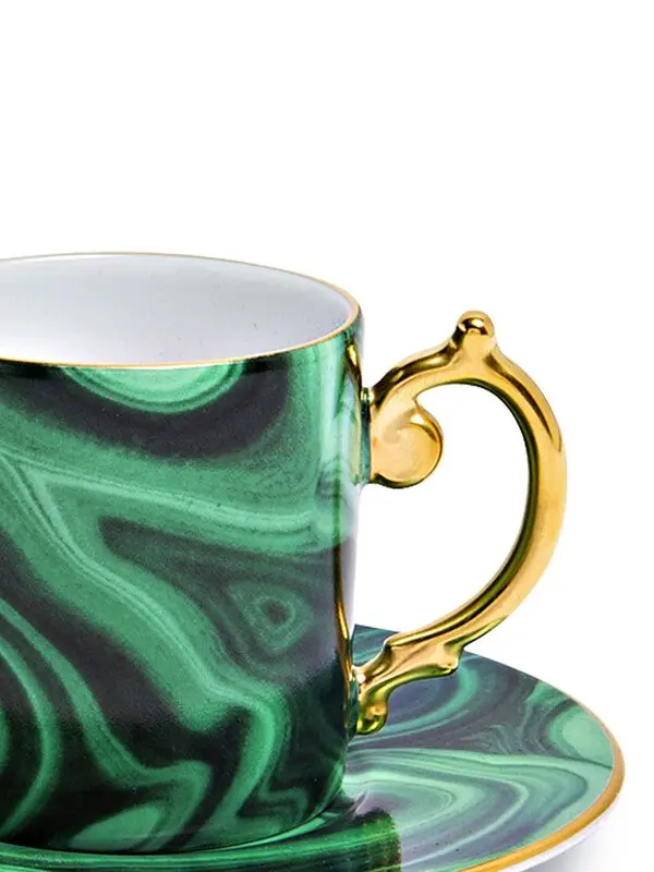 L'Objet Malachite Espresso Cup And Saucer - Green