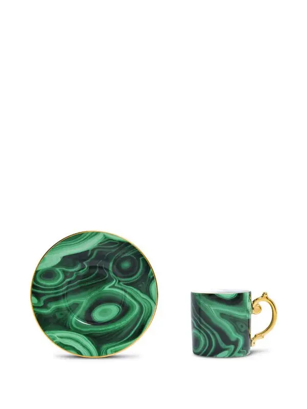 L'Objet Malachite Espresso Cup And Saucer - Green