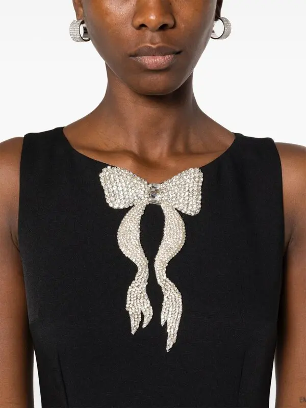 NISSA Bow-detail Crepe Midi Dress