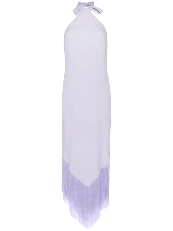 TALLER MARMO Halterneck Fringed Maxi Dress - Purple