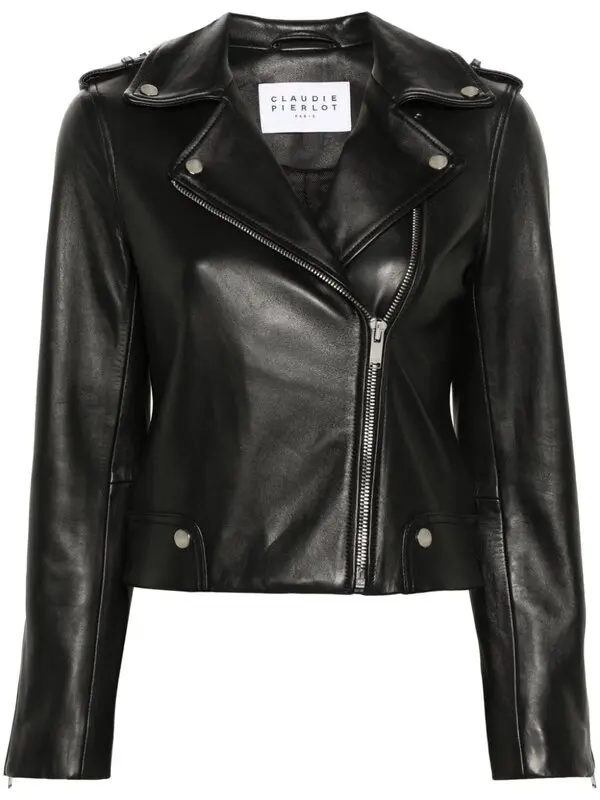 Claudie Pierlot Leather Biker Jacket - Black