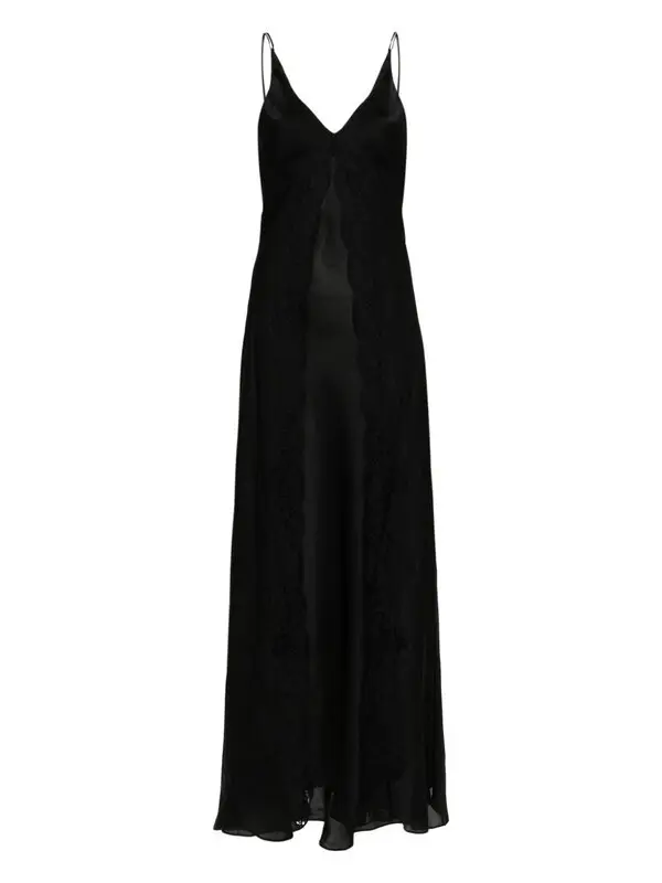 Carine Gilson Lace-detail Silk Nightdress - Black