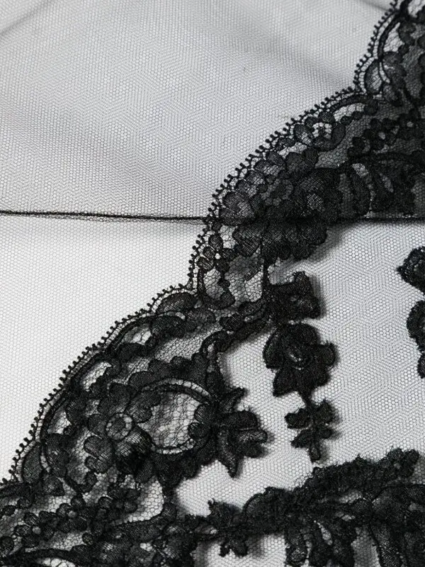 Carine Gilson Lace-detail Tulle Robe - Black