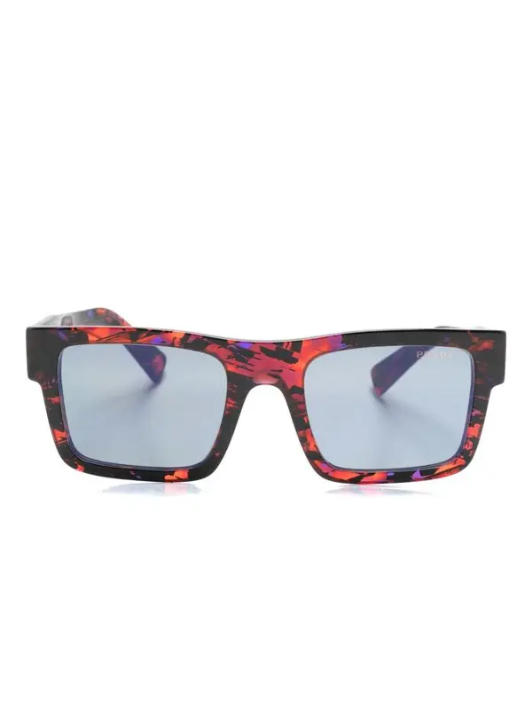 Prada Symbole Rectangle-frame Sunglasses - Red