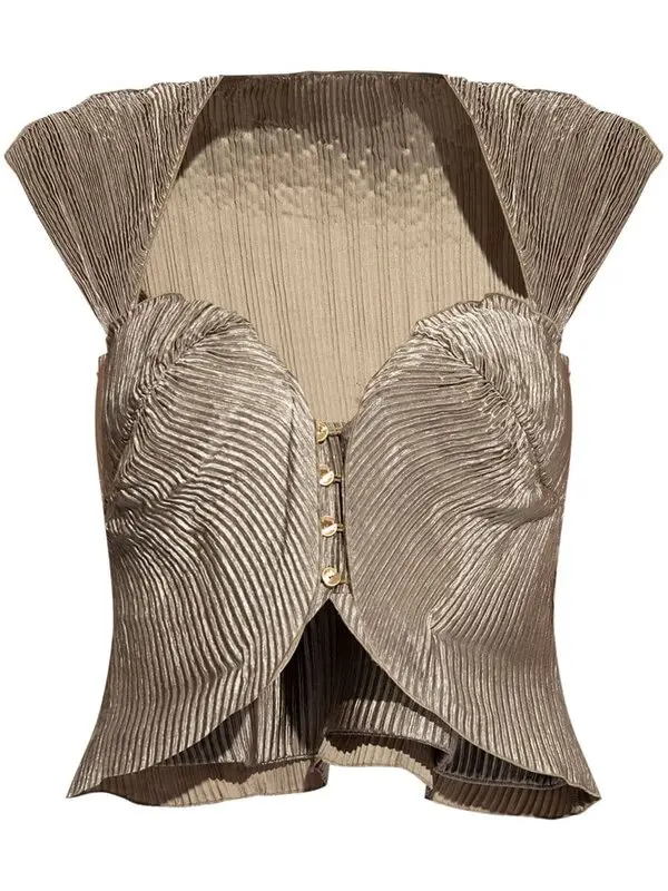 Cult Gaia Milli Sweetheart-neck Pleated Top - Green