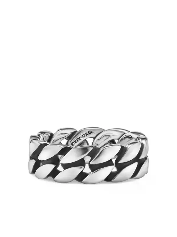 David Yurman Sterling Curb Chain Band Ring - Silver