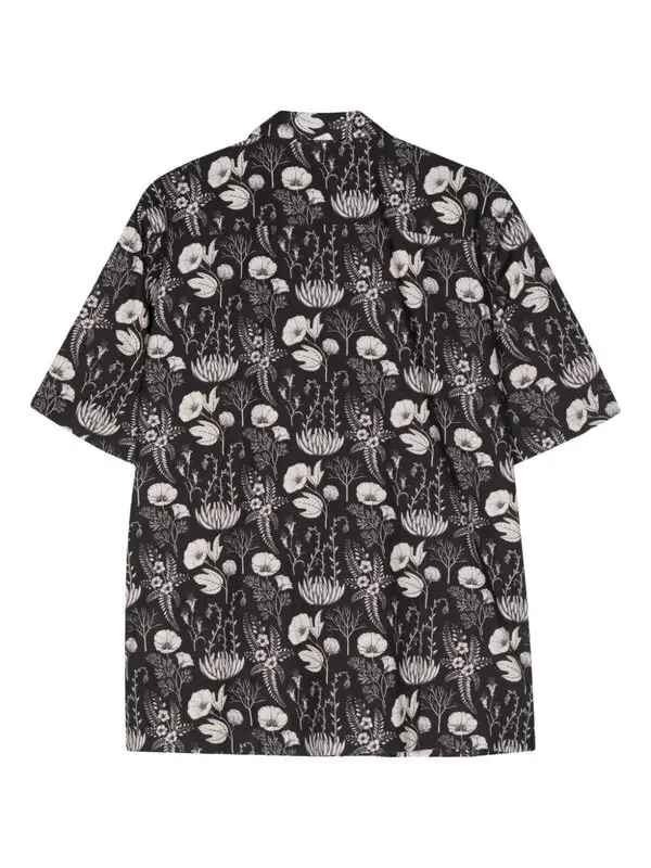 Sunspel Floral-print Cotton Shirt - Black