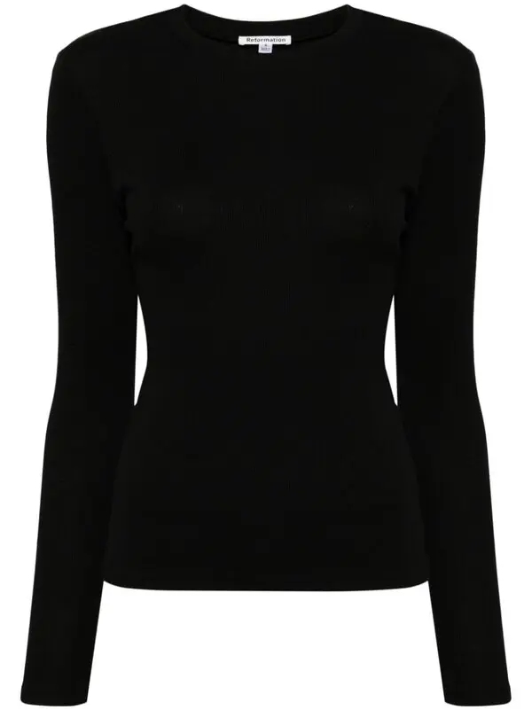 REFORMATION Davy Organic-cotton T-shirt - Black