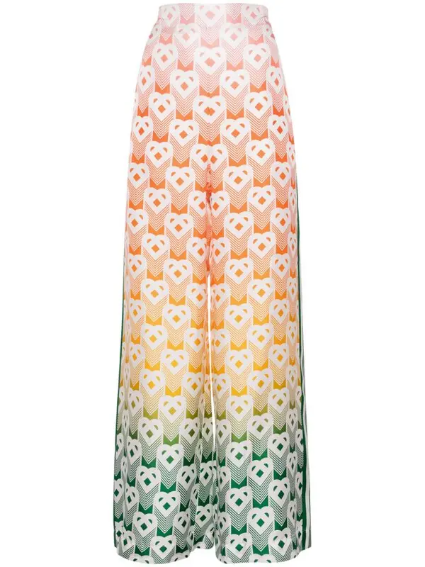 Casablanca Heart Monogram Silk Trousers