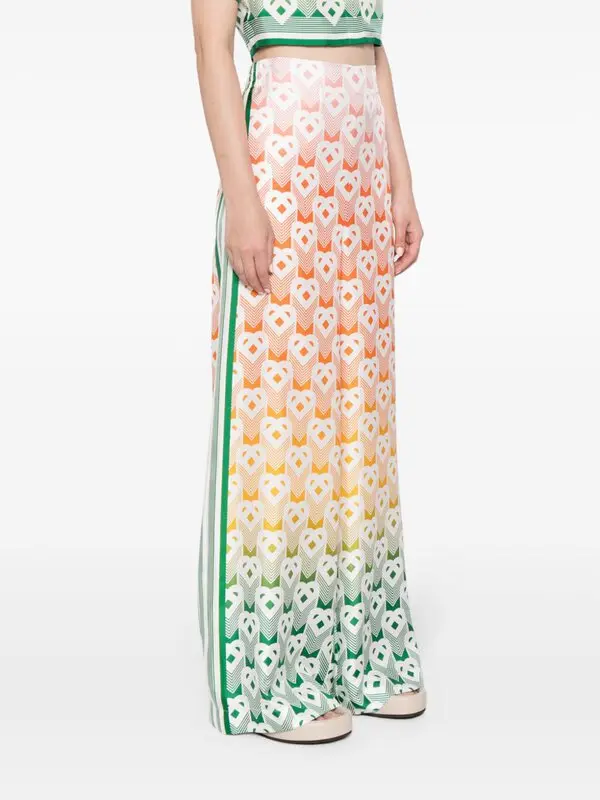 Casablanca Heart Monogram Silk Trousers