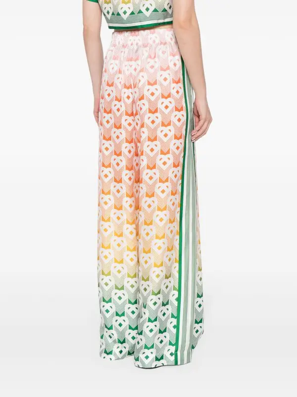 Casablanca Heart Monogram Silk Trousers